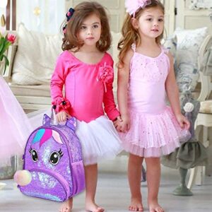 Toddler Backpack for Girls, 12" Unicorn Sequin Kids Bookbag, Cute Animal Preschool Kindergarten Schoolbag