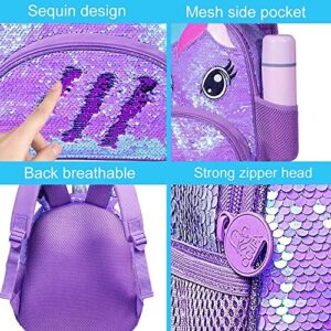 Toddler Backpack for Girls, 12" Unicorn Sequin Kids Bookbag, Cute Animal Preschool Kindergarten Schoolbag