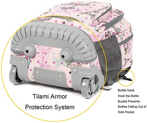 Tilami Rolling Backpack Laptop 18 inch with Lunch Bag, Butterfly