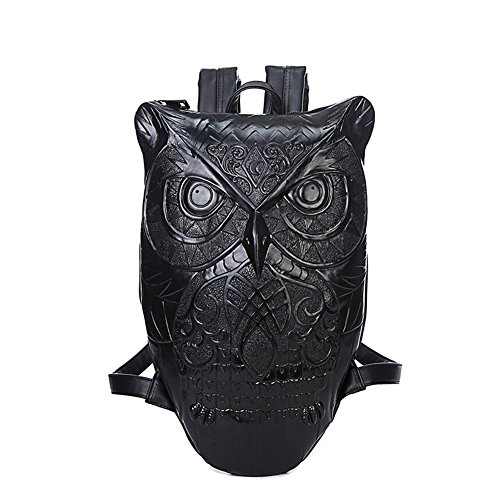 3D Animal Head Backpack, Owl Backpack for Girls PU Leather Graphic Embossed Laptop College Bookbag