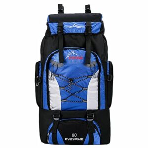 lightweight hiking backpack, camping 80liters waterproof outdoor sport daypack travel bag for climbing touring (blue), 30” x 14.6” x 7.9”