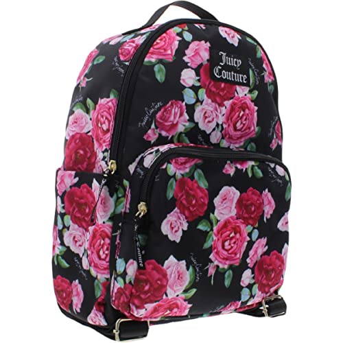 Juicy Couture Womens Sport Yourself Floral Print Recycled Backpack Black Large