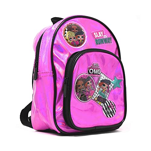 UPD L.O.L. Surprise! O.M.G. Mini Backpack - Slay the Runway Pink Bag with Zippered Compartment, LOL Surprise Backpack for Kids and Teens, Ideal for School, Travel, Road Trips and More - 9.5 Inches