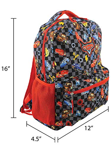 Disney Cars Boy's Girl's 16 Inch School Backpack Bag Lightning McQueen Mater (One Size, Black/Red)