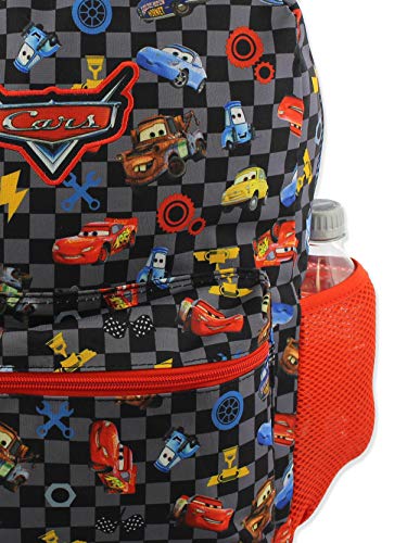 Disney Cars Boy's Girl's 16 Inch School Backpack Bag Lightning McQueen Mater (One Size, Black/Red)