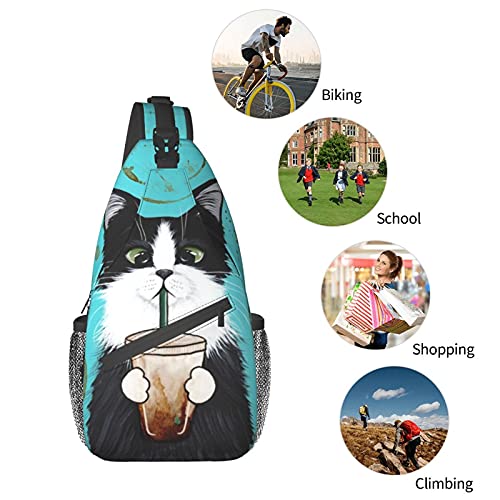 Cat Mini Sling Bag For Women Crossbody Shoulder Backpack Chest Bags Water Resistant Travel Hiking Casual Daypack