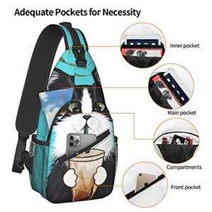 Cat Mini Sling Bag For Women Crossbody Shoulder Backpack Chest Bags Water Resistant Travel Hiking Casual Daypack