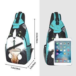 Cat Mini Sling Bag For Women Crossbody Shoulder Backpack Chest Bags Water Resistant Travel Hiking Casual Daypack