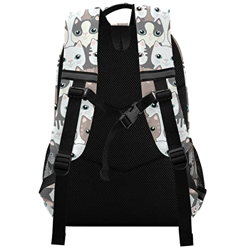 SLHKPNS Cute Cat School Backpack Adorable Kitten Pattern Laptop Lightweight Bookbags Casual Daypack for Students Teens Girls Boys, 11.6 X 6.9 X 16.7inch