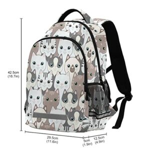 SLHKPNS Cute Cat School Backpack Adorable Kitten Pattern Laptop Lightweight Bookbags Casual Daypack for Students Teens Girls Boys, 11.6 X 6.9 X 16.7inch