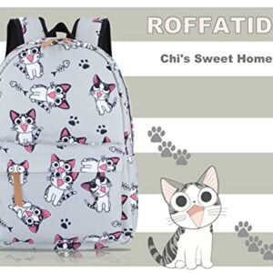 Roffatide Anime Chi's Sweet Home Print Backpack Cute Cat Teens Girls Casual School Bag