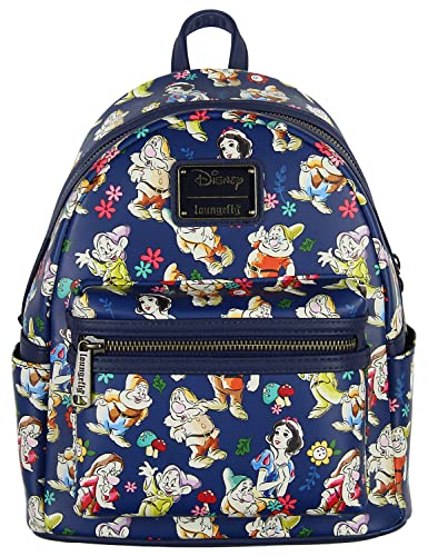 Loungefly Disney Snow White and the Six Dwarfs Floral Watercolor Allover Print Mini Backpack