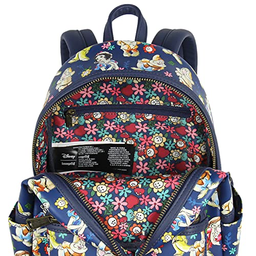 Loungefly Disney Snow White and the Six Dwarfs Floral Watercolor Allover Print Mini Backpack