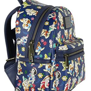 Loungefly Disney Snow White and the Six Dwarfs Floral Watercolor Allover Print Mini Backpack