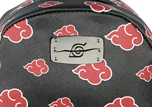 Naruto Akatsuki Sasuke Red Cloud Anti Leaf Faux Saffiano Leather Mini Backpack Bag