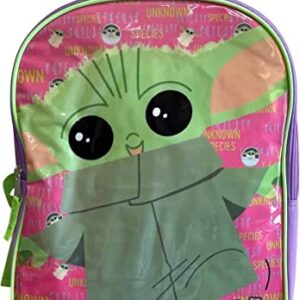 Star Wars The Mandalorian Baby Yoda 15" School Backpack (Pink-Purple-Green)