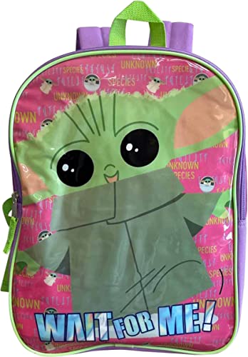 Star Wars The Mandalorian Baby Yoda 15" School Backpack (Pink-Purple-Green)