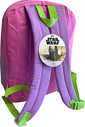 Star Wars The Mandalorian Baby Yoda 15" School Backpack (Pink-Purple-Green)