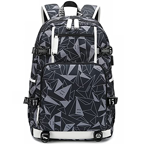 FLYMEI Cool Backpack for Boys, Lightweight Teens Backpack for School, Bookbags with USB Charging Port (Grey)