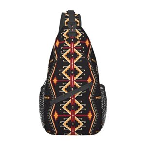 manqinf native american indian sling backpack, crossbody sling bag hiking travel daypack chest bag for men women