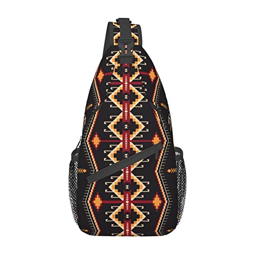 MANQINF Native American Indian Sling Backpack, Crossbody Sling Bag Hiking Travel Daypack Chest Bag for Men Women