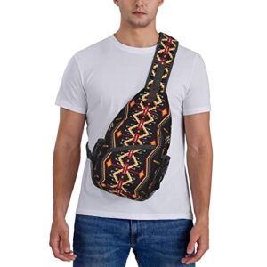 MANQINF Native American Indian Sling Backpack, Crossbody Sling Bag Hiking Travel Daypack Chest Bag for Men Women