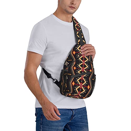 MANQINF Native American Indian Sling Backpack, Crossbody Sling Bag Hiking Travel Daypack Chest Bag for Men Women