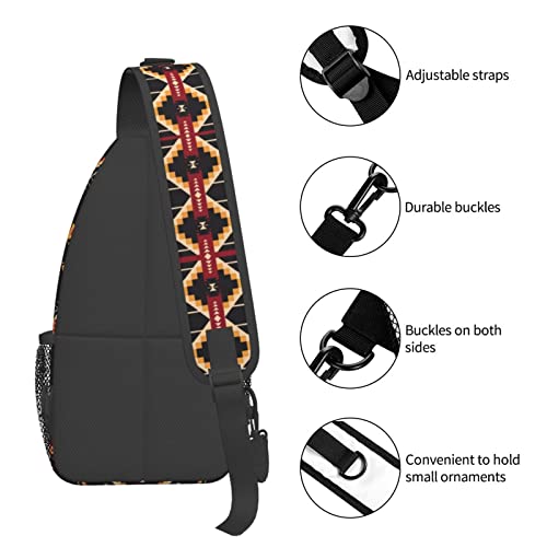 MANQINF Native American Indian Sling Backpack, Crossbody Sling Bag Hiking Travel Daypack Chest Bag for Men Women