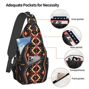 MANQINF Native American Indian Sling Backpack, Crossbody Sling Bag Hiking Travel Daypack Chest Bag for Men Women