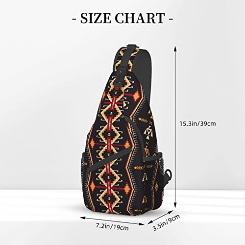 MANQINF Native American Indian Sling Backpack, Crossbody Sling Bag Hiking Travel Daypack Chest Bag for Men Women