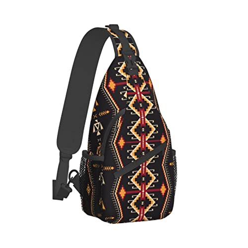 MANQINF Native American Indian Sling Backpack, Crossbody Sling Bag Hiking Travel Daypack Chest Bag for Men Women