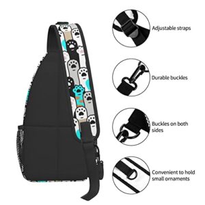 Cute Cat Claw And Dogs Paw Print Sling Bag Sling Bag Chest Bag Animal Hands Crossbody Bags For Mens Womens