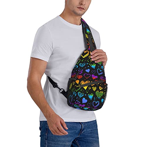 MANQINF Rainbow LGBT Gay Pride Plaid Sling Backpack Chest Bag Lgbt Crossbody Sling Bag Travel Hiking Daypack For Men Women