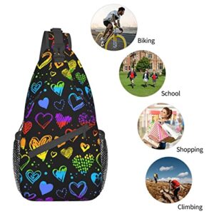 MANQINF Rainbow LGBT Gay Pride Plaid Sling Backpack Chest Bag Lgbt Crossbody Sling Bag Travel Hiking Daypack For Men Women