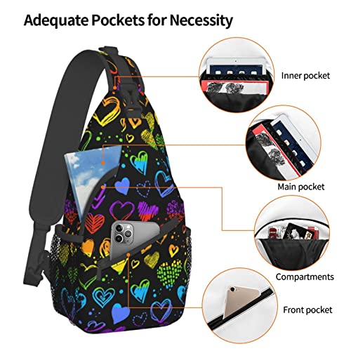 MANQINF Rainbow LGBT Gay Pride Plaid Sling Backpack Chest Bag Lgbt Crossbody Sling Bag Travel Hiking Daypack For Men Women