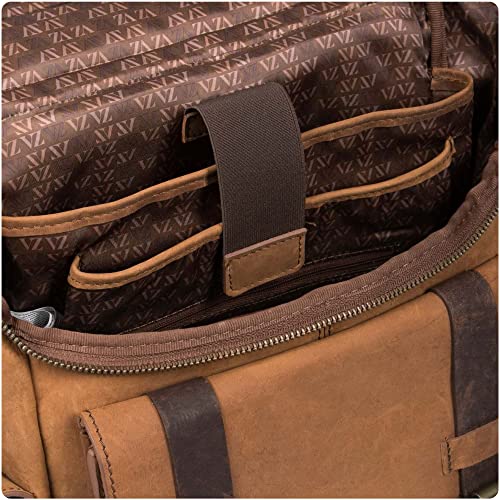 VELEZ Leather Backpack for Women - 13 Inch Laptop Bag - Designer Bookbag - Small Casual Daypack Brown