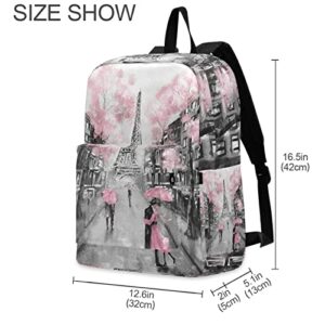 ZzWwR Chic Romantic Paris Eiffel Tower Large Travel Laptop Backpack Durable Computer Bag for Men Women School Bookbag Work