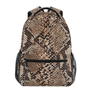 qugrl snake skin print 16″ school bookbag cool elementary schoolbag college daypack animal backpack travel sports