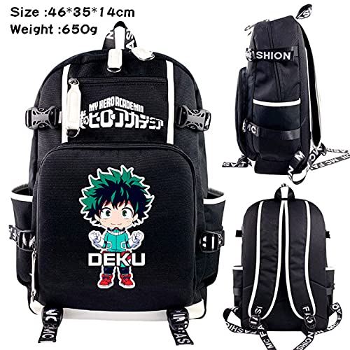 MHA Backpack for School Boys Girls Daypack Bookbag with MHA Gift Stickers Face Mask Keychain Card Holder