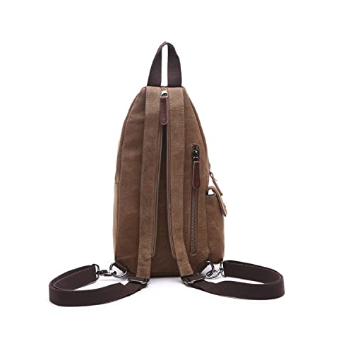 Canvas Retro Sling Bag - Small Crossbody Casual Daypack Multifunctional Backpack Shoulder Messenger Bag Rucksack for Men Women Outdoor Cycling Hiking Travel