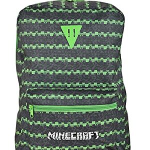 Minecraft 3 Piece Backpack Set - Backpack, Sticker, Pin - Boys Girls Kids Adult Allover Creeper Backpack School Set (Black Green)