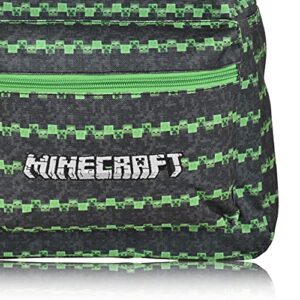 Minecraft 3 Piece Backpack Set - Backpack, Sticker, Pin - Boys Girls Kids Adult Allover Creeper Backpack School Set (Black Green)