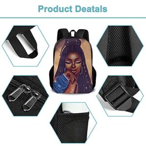 Big Capacity Rucksacks, African American Black Woman Girl Painting Anti-Theft Multipurpose Bookbag with Adjustable Shoulder Straps, School Shoulder Book Bags, Travel Hiking Daypack Laptop Backpack