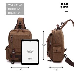 Unisex Lightweight Multi Pockets Canvas Small Day Bag School Backpack Vintage Travel Hiking Rucksack for Men/Women Daypack