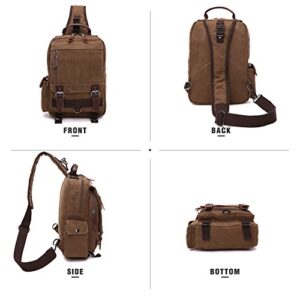 Unisex Lightweight Multi Pockets Canvas Small Day Bag School Backpack Vintage Travel Hiking Rucksack for Men/Women Daypack