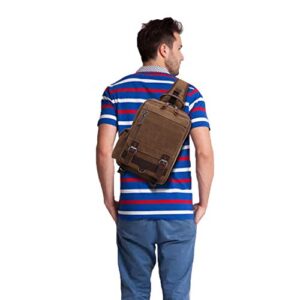 Unisex Lightweight Multi Pockets Canvas Small Day Bag School Backpack Vintage Travel Hiking Rucksack for Men/Women Daypack