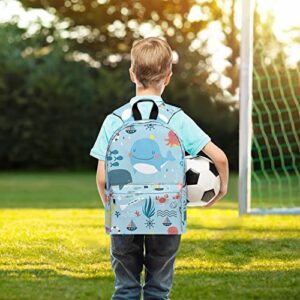 Big Kids School Backpack with Cute Whale Patterned, Classic Lightweight School Bookbags Durable Casual Daypack 17 IN for Middle High School College Students with 15-Inch Laptop Compartment