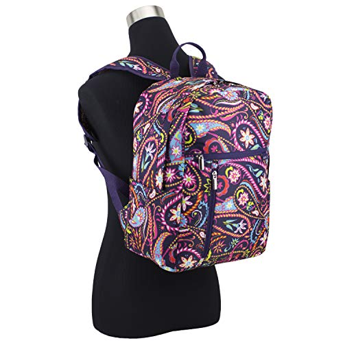 BODHI Adorn Casual Paisley Midi Backpack, 15" Tall, Blackberry/Colorful Paisley Print