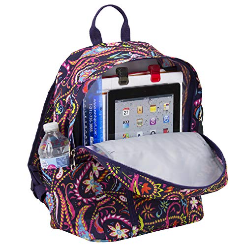 BODHI Adorn Casual Paisley Midi Backpack, 15" Tall, Blackberry/Colorful Paisley Print