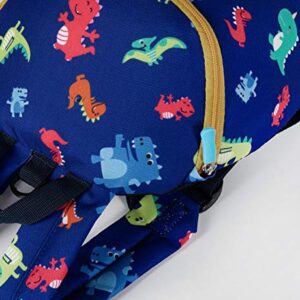 Toddler Backpack for Boys Girls Kids Dinosaur Book Bags with Safety Leash (Navy blue printing)